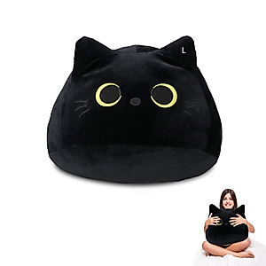 Bisceolife Plush Toy Black Cat, Cat Plush Toy Pillow, Creative Cat Shape Pillow, Cute Cat Plush Toy Gift for Girl Boy Girlfriend