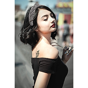 YETASI Black Knotted Headband for Women with Hints of White Threading is Unique. Tweed White Black Headbands for Women Top Knot