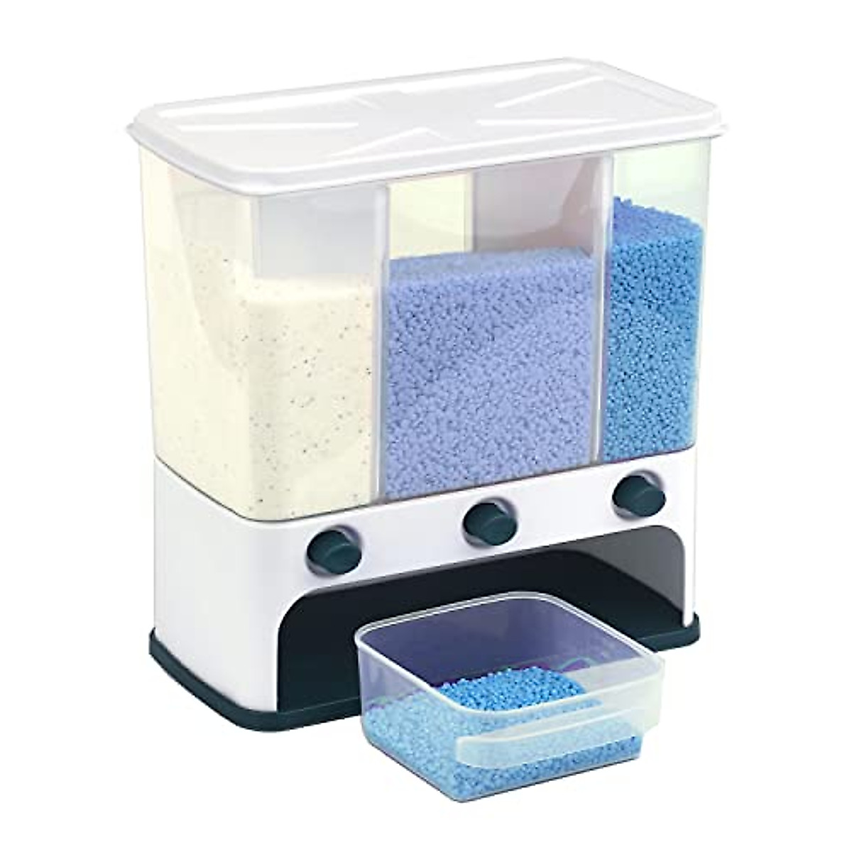 176 Oz Wall Mounted Laundry Detergent Dispenser for Laundry Room Storage, 3-Grid Softener Beads Dispenser, Suitable for Beads, Scent Boosters, Dry Washing Powder