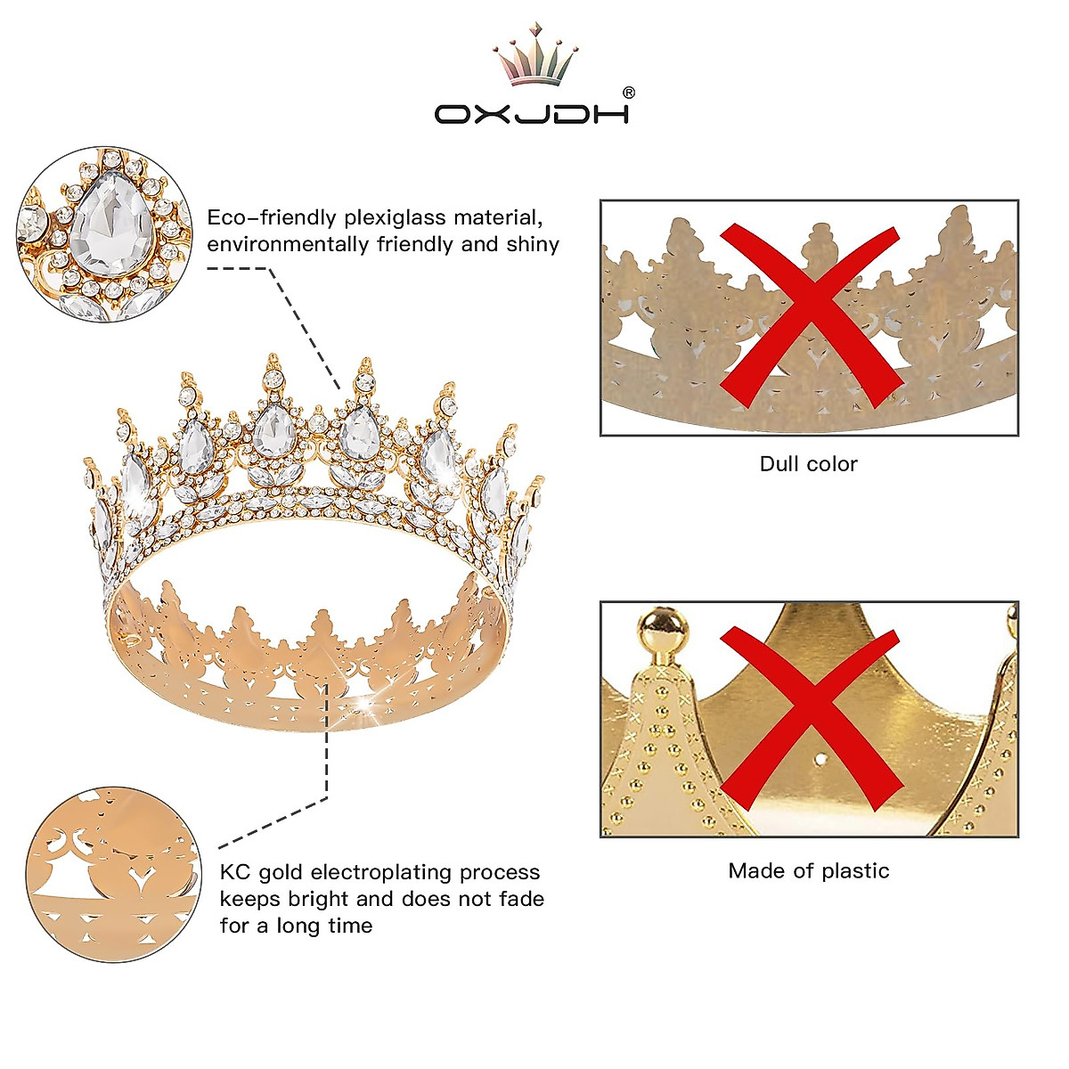 Gold Tiaras and Crowns for Women Rhinestone Wedding Crowns Princess Queen Crown for Girls Crystal Hair Accessories for Bridal Birthday Party Prom Halloween Cos-play Costume Christmas