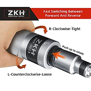 ZKH 1/2" CR-V Hand Impact Screwdriver, Manual Reversible Impact Driver Includes 12-Piece Slotted, Phillips, Hexagonal Bit Set, Disengage Rusted Fasteners or Frozen Bolts, Ideal Hand Tool for Men, Dad