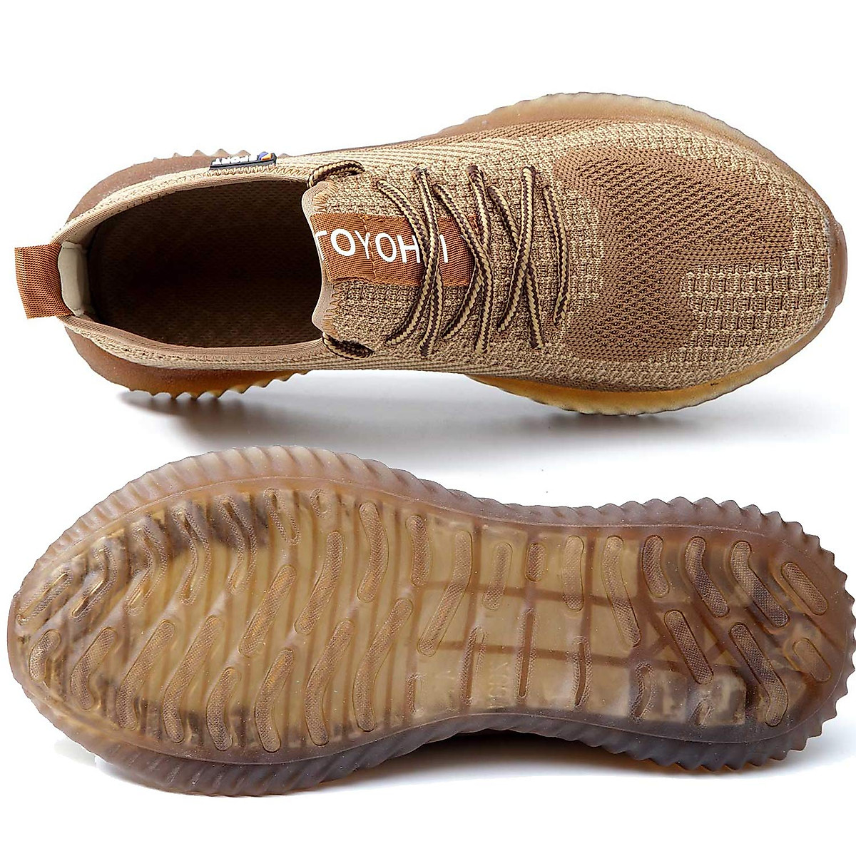 SUADEX Steel Toe Sneakers for Men Women Indestructible Steel Toe Shoes Lightweight Safety Shoes Puncture Proof Work Shoes Composite Toe Shoes Brown