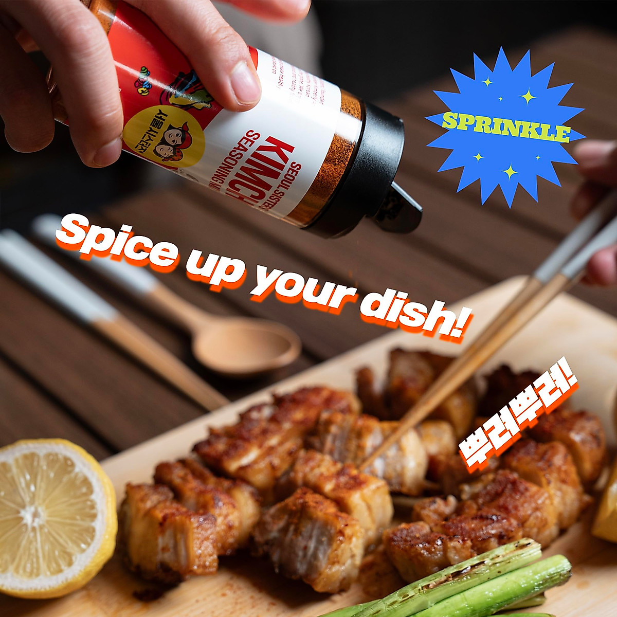 SEOUL SISTERS Korean Kimchi Powder Seasoning Mix 3.5 oz (100g) 1EA - ORIGINAL Spicy Seasoning Mix, Rich in Probiotics, Delicious Barbecue Dry Rub for Chicken Pork Fish Vegetables