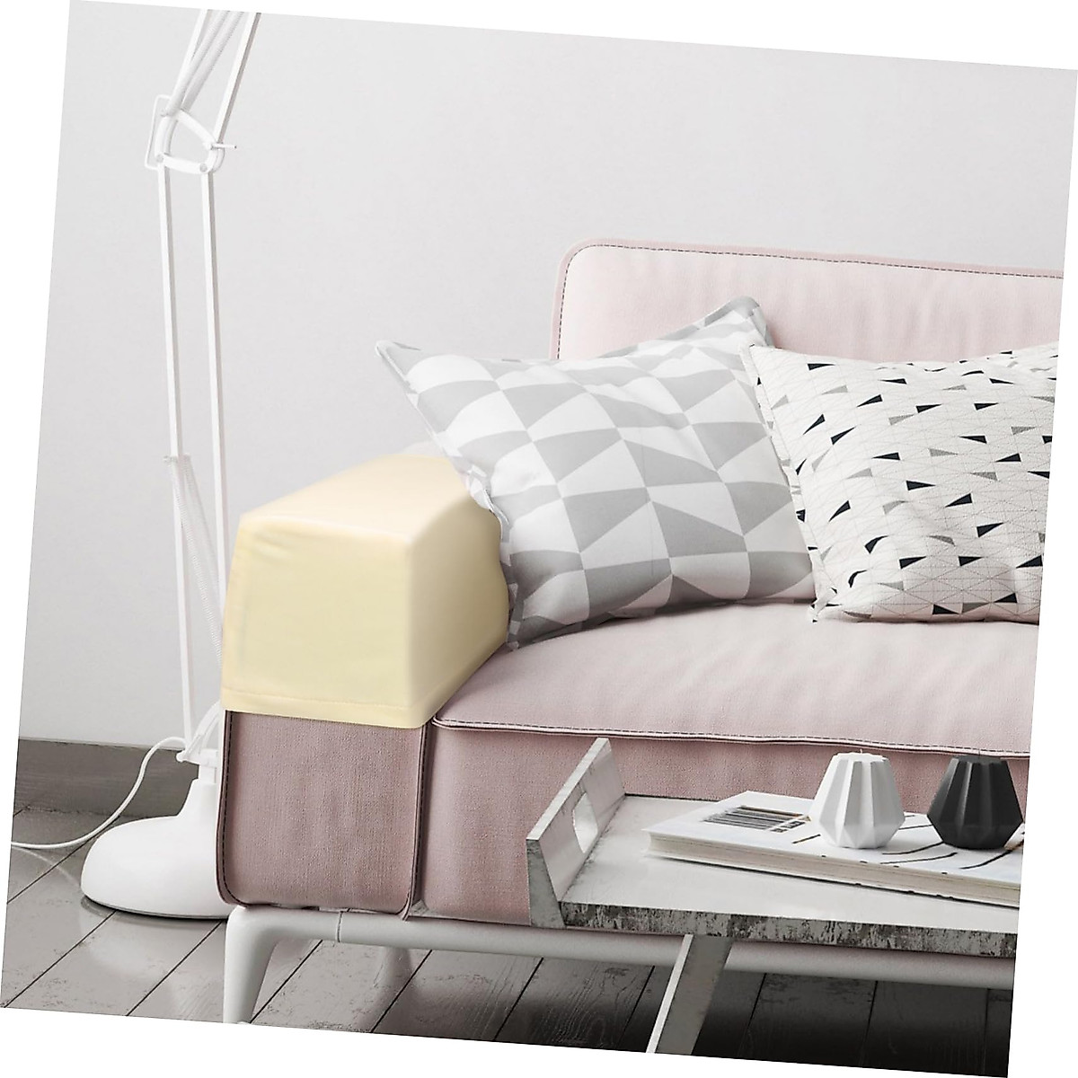 GOOHOCHY 2Pcs Universal Sofa Armrest Covers Elastic Protective Covers for Sofas Beige Comfortable Long-Lasting Decor