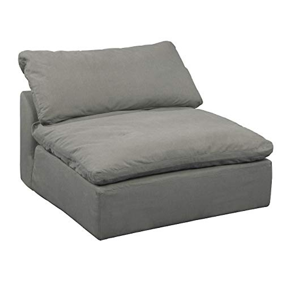 Sunset Trading Cloud Puff 3 Piece Performance Gray Grey 1` Slipcovered Modular Sectional Sofa, 132" Deep-Seating Down-Filled Couch