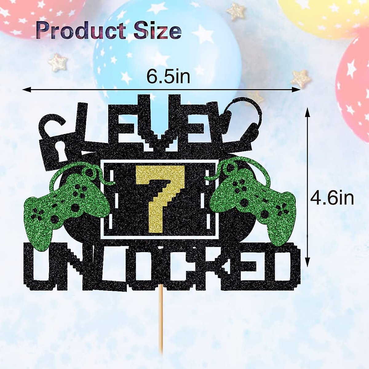 Qerleny Level 7 Unlock Cake Toppers Video Game Cake Toppers Game Console Controllers Gaming Headsets Birthday Cake Toppers (7), Multicolor