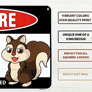 Venicor Squirrel Decor Sign - 8 x 12 Inches - Aluminum - Funny Squirrel Gifts for Squirrel Lovers - Squirrel Stickers Call Stuffed Plush