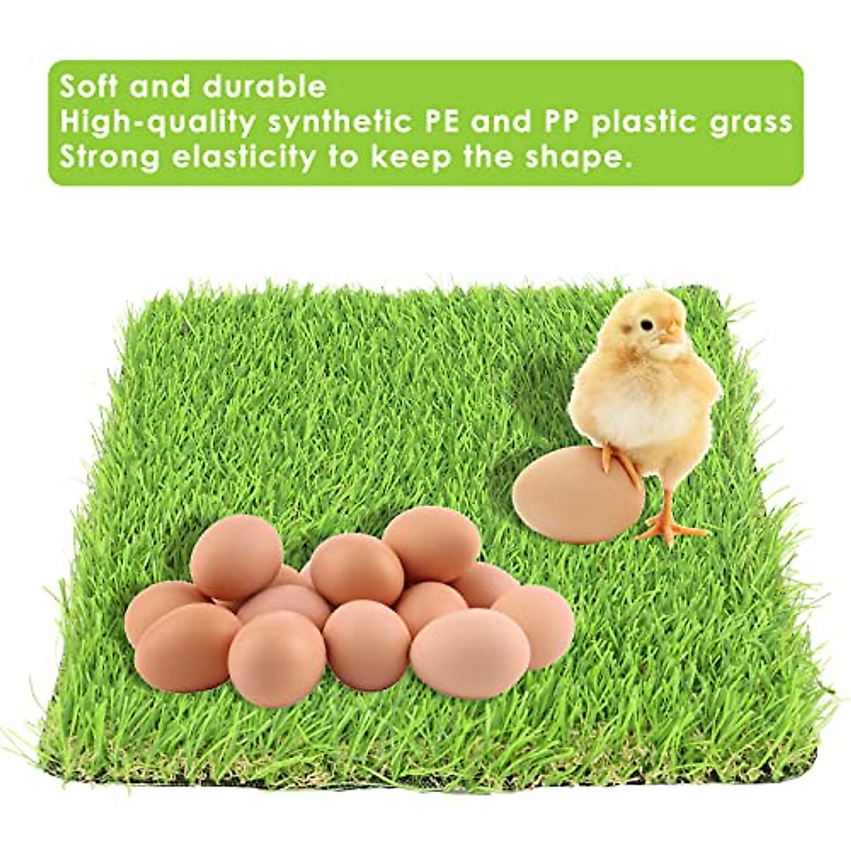 PetierWeit Chicken Nesting Pads 6Pack Nesting Box Pads 12”x12” Artificial Grass Washable Chicken Coop Bedding Laying Rug Fake Turf Mats Grass Carpet Garden Lawn for Chicken Hen Small Pets