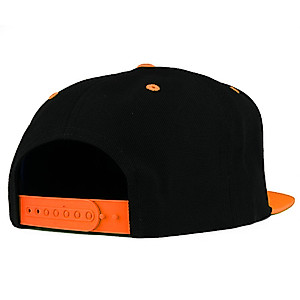 Trendy Apparel Shop Flexfit Brand Premium Two Tone Classic Flatbill Snapback Cap - BLACK ORANGE