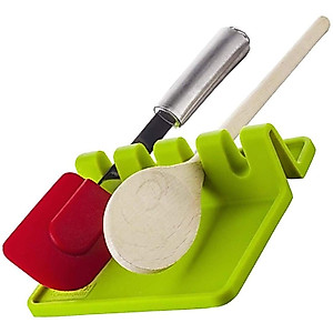 ETSAMOR Spoon Rest 2PCS Silicone Utensil Rest with Drip Pad for Multiple Utensils Silicone Spoon Rest Heat-Resistant BPA-Free Utensil Rest for Stove Top Kitchen Utensil Holder for Spoons Ladles Tongs