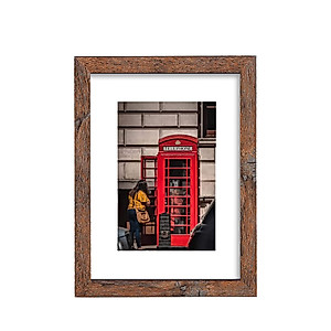 PWTAKO 11x14 Picture Frame Set of 6, Display Pictures 8x10 with Mat or 11x14 Without Mat for Wall Mounting,Rustic Brown