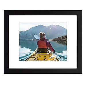 Golden State Art, 11x14 Black Picture Frame - Solid Wood, Tempered Glass, and White Mat Display for 8x10 Picture (Wall Display)