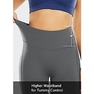 BALEAF Leggings for Women with Pockets Tummy Control Compression Workout Athletic Running High Waisted Yoga Pants 27'' Grey L