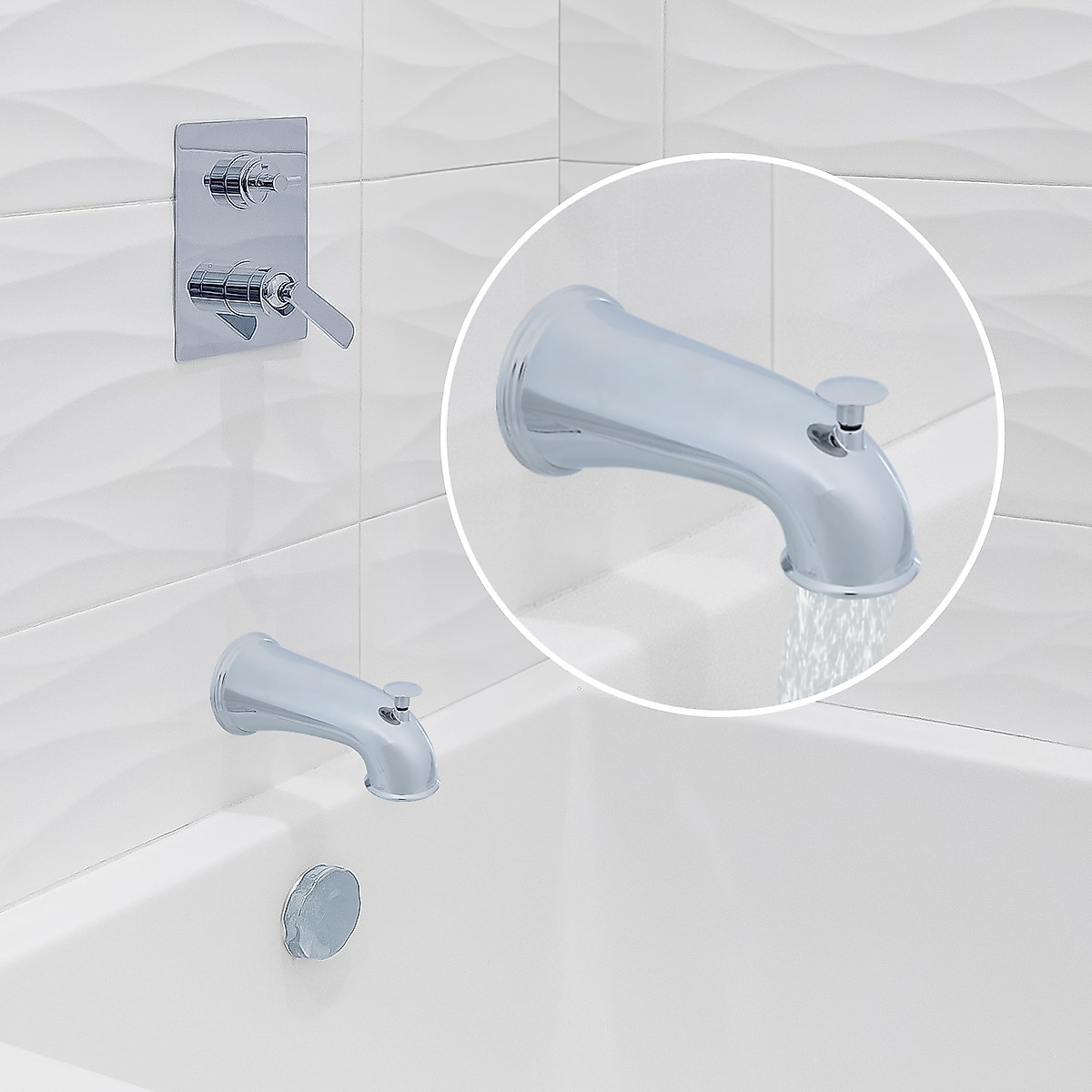 Danco Decorative Bathtub Faucet Spout Length | Chrome Finish (10315), 6 Inches/Pull Up Diverter