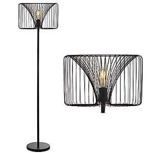 JONATHAN Y JYL6105A Gridley 61" Metal LED Floor Lamp, Contemporary, Transitional, Modern, Industrial Style, Office, Living Room, Family Room, Dining Room, Bedroom, Hallway, Foyer, Black