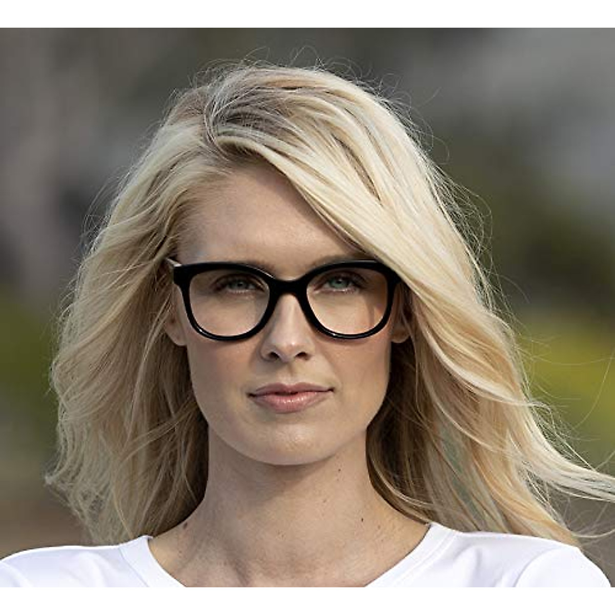 Peepers by PeeperSpecs Women's Grandview Soft Square Blue Light Blocking Reading Glasses, Black, 50 + 1.75