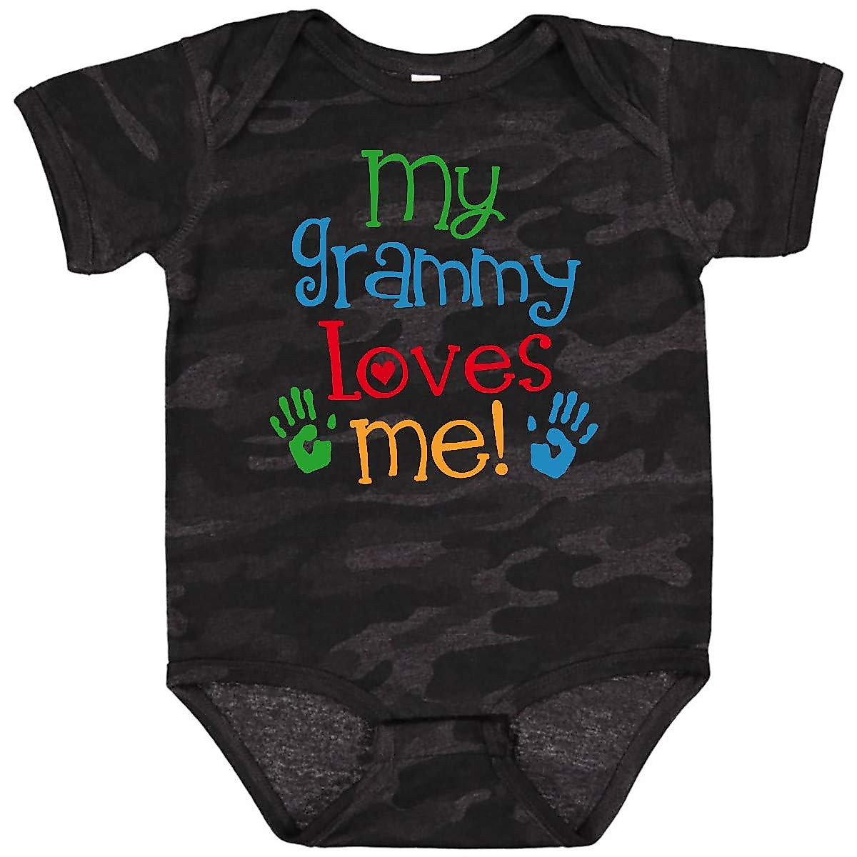 inktastic My Grammy Loves Me Baby Bodysuit 12 Months Storm Camo 2fc45