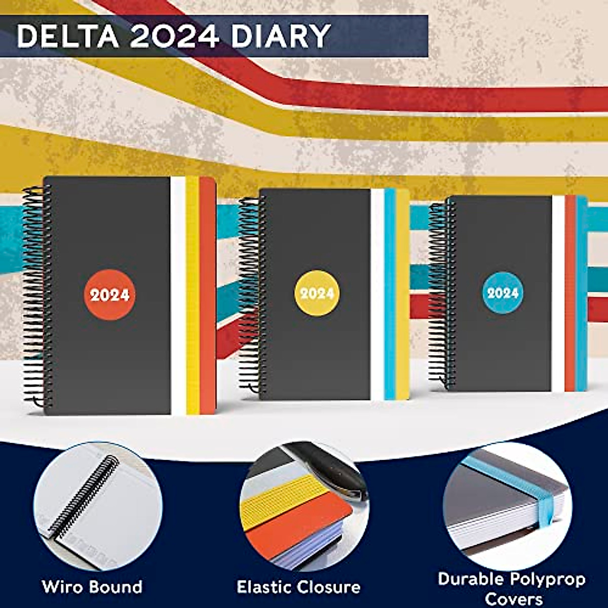 Collins Delta 2024 Diary A5 Day to a Page Diary (with Appointments) - Lifestyle Planner and Organiser for Office, Work, Personal and Home - January to December 2024 Diary - Daily - Orange - FP51.44-24
