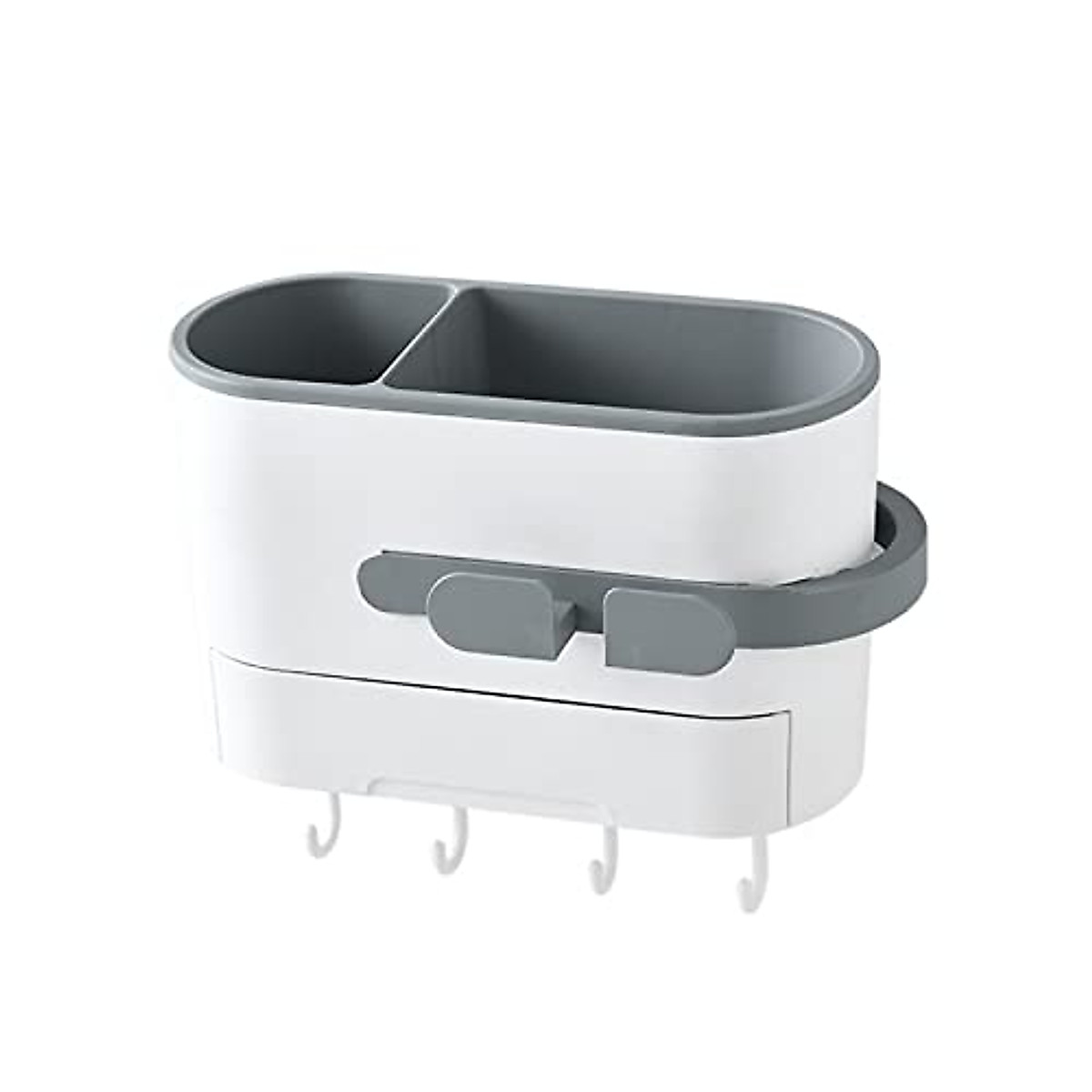 NBHC Bathroom Storage Organizer, Hair Dryer Holder Wall Mount and Towel Toothbrush Toothpaste Perfume Comb Blow Dryer Holder Organizer Storage, Detachable Durable Hanging Shelf Rack Stand (Gray)