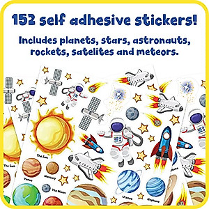READY 2 LEARN Foam Stickers - Space - Pack of 152 - Self-Adhesive Stickers for Kids - 3D Puffy Planet Stickers for Laptops, Party Favors and Crafts
