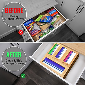 All Luxy Ziplock Bag Organizer - Bamboo Ziplock Bag Storage Organizer - Tidy Up Your Kitchen Drawers With The Sandwich Bag Holder