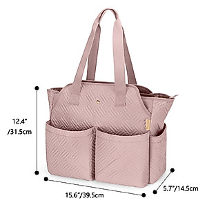 Fasrom Teacher Bag for Work Women, Large Utility Tote Bag with Laptop Compartment for Teacher Essentials (Empty Bag Only), Pink