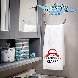 Christmas Decor | Decorative Kitchen and Bath Hand Towels | You Serious Clark | XMAS Winter Novelty | White Towel Home Holiday Decorations | Gift Present