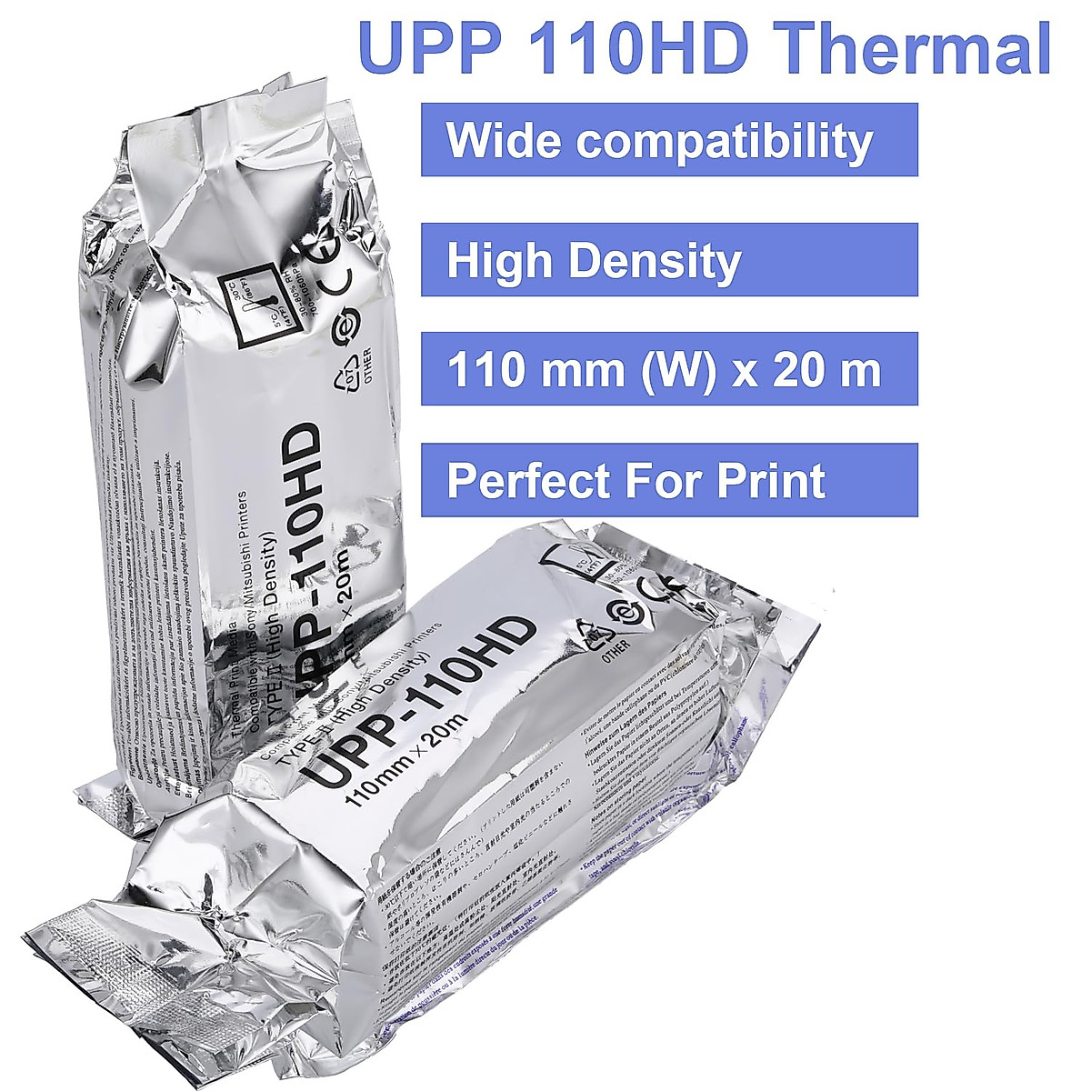 UPP-110HD High Density Ultrasound Paper, Replacement for UPP-110HD, 110 mm x 20m Thermal Print Film/Media 5 Rolls