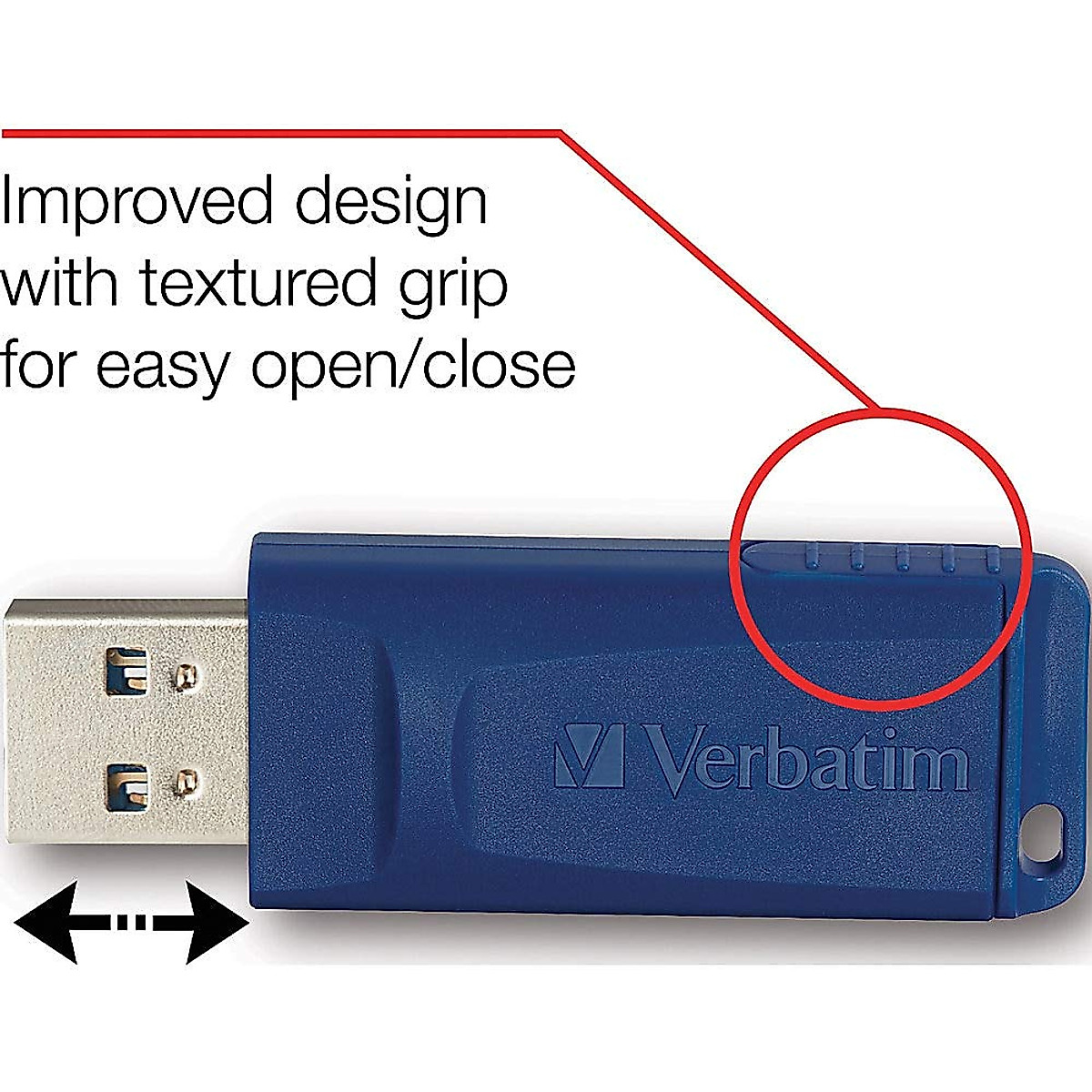 Verbatim 8GB Retractable USB 2.0 Flash Thumb Drive with Microban Antimicrobial Product Protection – Five Pack Blue