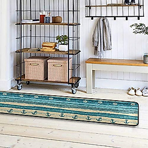 ALAZA Nautical Style Runner Area Rug Non Slip Floor Mat for Hallway Entryway Living Room Bedroom Dorm Home Decor 72x24 inches