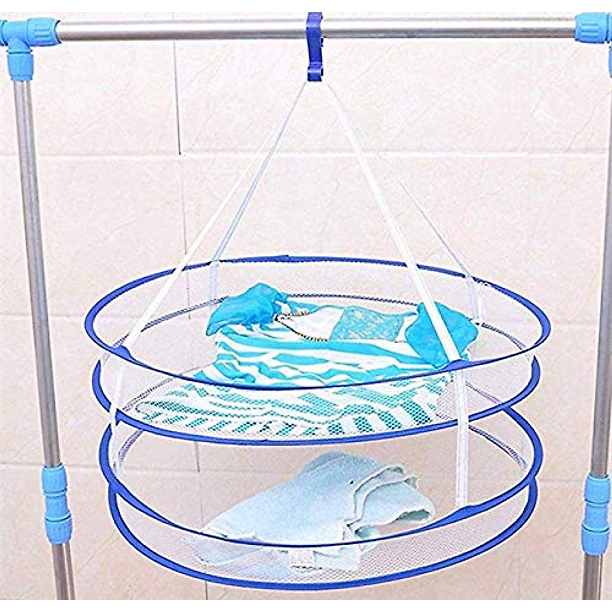White mesh Hanging Weed Drying Rack herb Dry net Flat Light Clothes Dryer 2 Layer