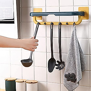 LUKEO Self-Adhesive Towel Holder Rack Wall Mounted Towel Hanger Bathroom Towel Bar Shelf Roll Holder 2 Laye Hooks Bathroom Organizer