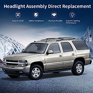 AUTOSAVER88 Headlight Assembly Compatible with 1999-2002 Chevy Silverado 1500 2500/2001-2002 Chevy Silverado 1500HD 2500HD 3500/2000-2006 Tahoe Suburban 1500 2500 Headlamp with Bumper Lights