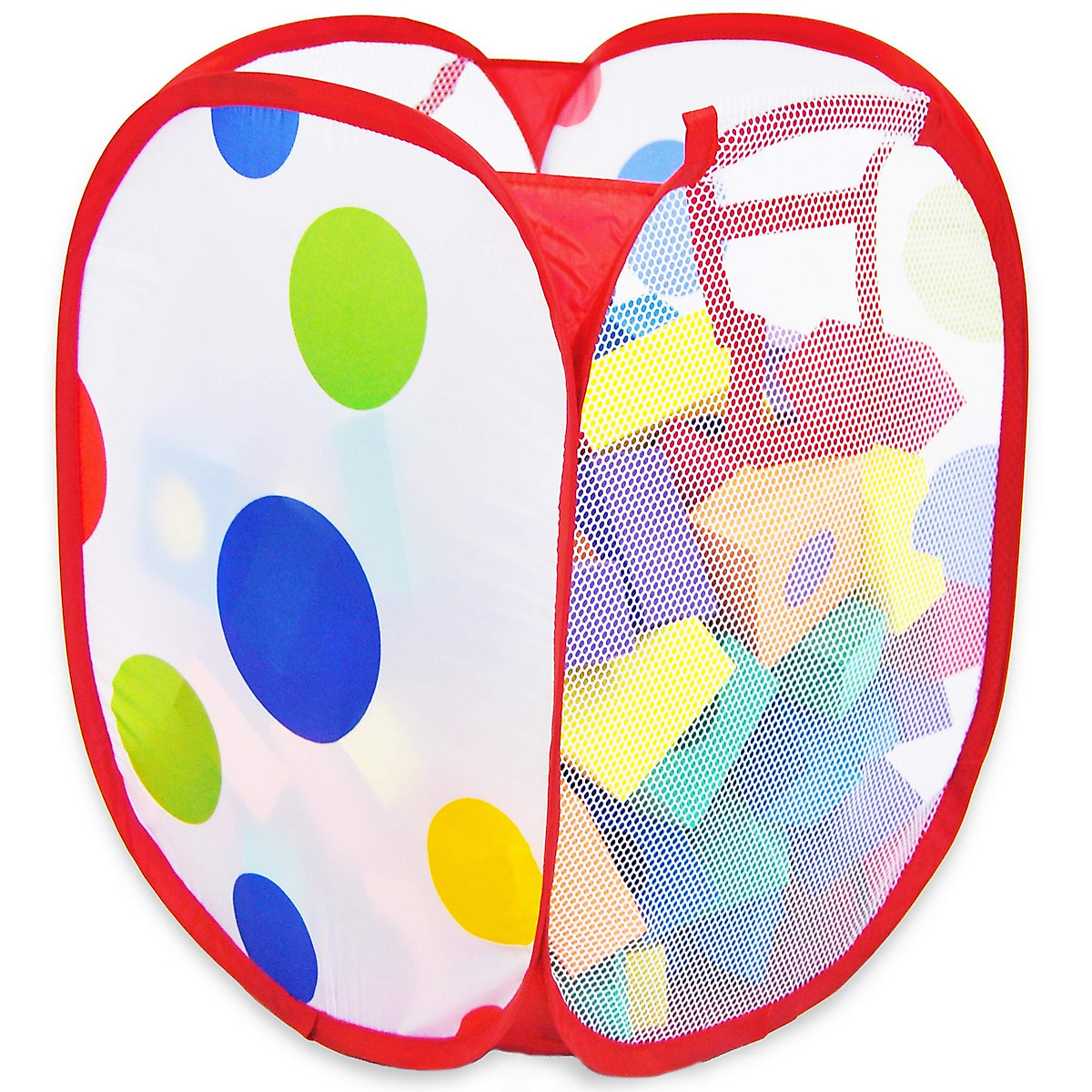 eWonderWorld 3 Piece Collapsible Fabric Hamper Pop up Laundry Basket Kids Polka Dot Theme Toy Storage Bin - Durable Hamper for Clothes and Toys, Basket for Nursery,Bedroom,Closet