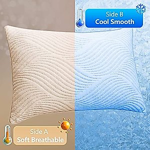 Smilereve Pillows Queen Size Set of 2 Cooling Memory Foam Pillows for Sleeping Adjustable Firm Pillow for Back and Side Sleeper