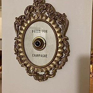 Okuorze Press for Champagne Button, Press for Champagne Framed Vintage Button,Champagne Themed Decor Wall Plaque Ornament Gift for Party Christmas Home Bedroom Hotel, Gold