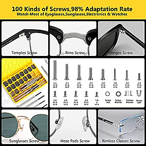 Magnetic Eyeglass Repair Kit, Glasses Repair Kit with Eyeglass Screws Include Nose Pads, Precision Screwdriver Tool Set and Tweezers for Eyeglasses, Sunglasses, Watch Clock Spectacle Repair