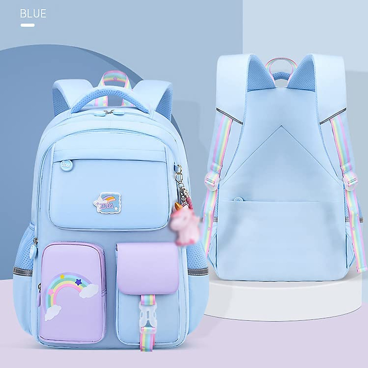 KTamiran Cute Backpack Travel Backpacks Bookbag for Women & Men Boys Girls School College Students Backpack Durable Water Resistant Blue Large