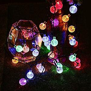 Christmas Lamp- 7M 50LED Crystal Ball Solar String Lights Christmas Fairy Garden Lights for Outdoor Home Lawn Patio Party and Holiday Decorations (Warm White Light)