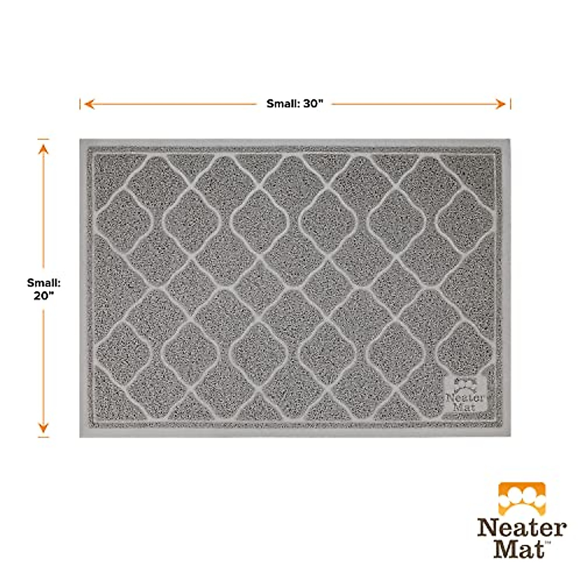 Neater Pets Neater Mat Litter Trapping Mat, Thick & Durable Material Catches Mess from Kitty Litter Box to Protect Floors, Soft on Cats Paws, Anti-Skid Backing, Easy to Clean, Grey, 20" x 30"