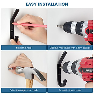 Coat Rack Hooks Wall Mounted,5 Packs Large Wall Hooks, Bath Towel Rope Hooks for Kitchen, Door, Cabinet, Bathroom, Foyers, Hallways.Heavy Duty Hanger for Purse, Rack for Closet and Door Wall Mounted