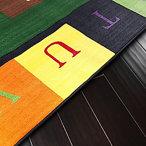 Flagship Carpets ABC Letter Blocks Area Rug for Children's Classroom Floor Mat, Play Room Carpet and General Educational Activities, 7'6" x 12', Multi-Color