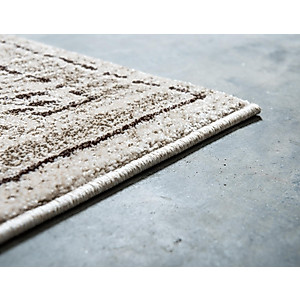 Unique Loom La Jolla Collection Botanical, Contemporary, Traditional, Rustic, Border Area Rug, 5' 1" x 8' Rectangle, Ivory/Beige