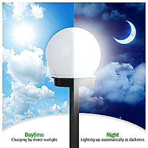 Otdair Solar Lights Outdoor, 8 Pack Solar LED Globe Powered Garden Light Waterproof for Yard Patio Walkway Landscape In-Ground Spike Pathway Cool White