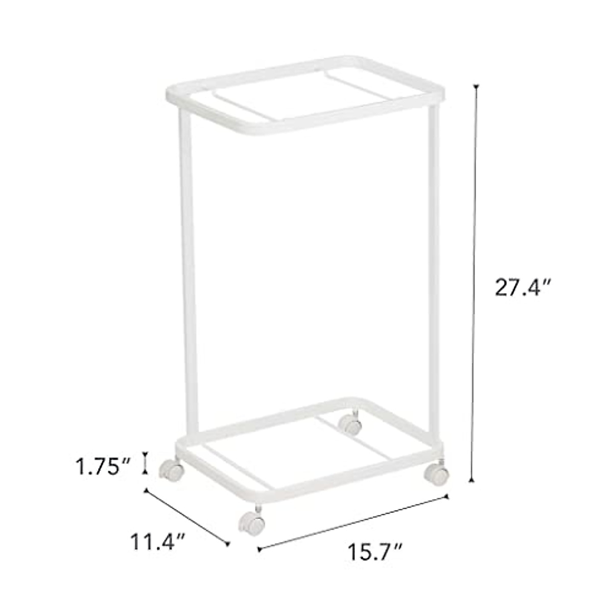 Yamazaki Home Laundry Basket Wagon-Large Storage Hamper Organizer | Steel + Wood | Short | Rolling Carts, White