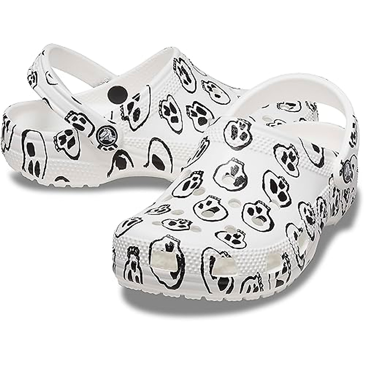 Crocs Unisex Classic Graphic Clogs, White/Black, Numeric_11 US Men