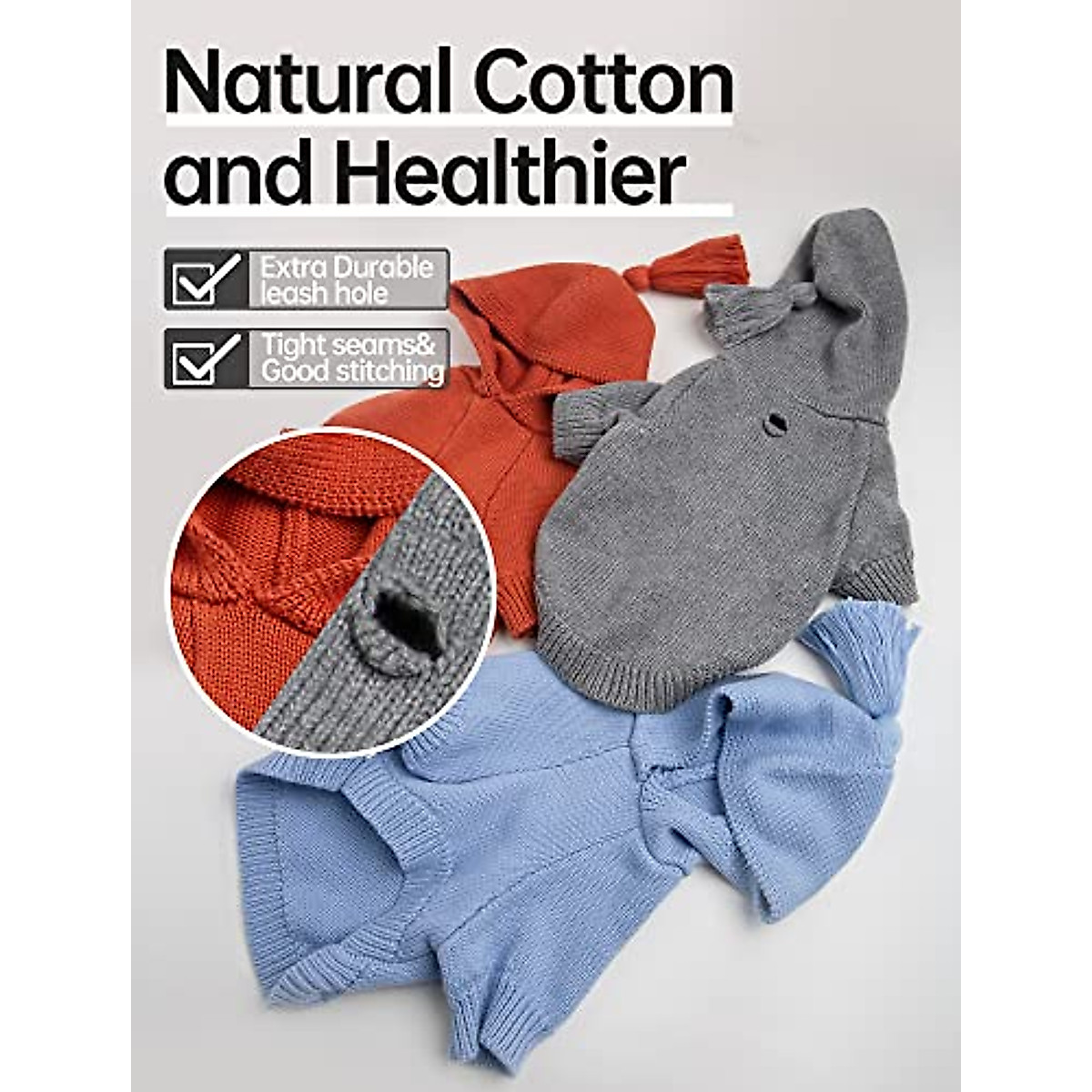 Furryilla Dog Hoodies Dog Sweaters for Small Medium Large Dogs with Leash Hole, Small Medium Large Big Dog Christmas Warm Easy on Sweater Coats Hooded Sweatshirt Fleece Dog Hoodies