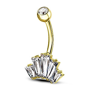 COCHARM 14G Christmas Belly Button Ring Gold Short Bar Belly Button Rings Belly Ring Surgical Steel