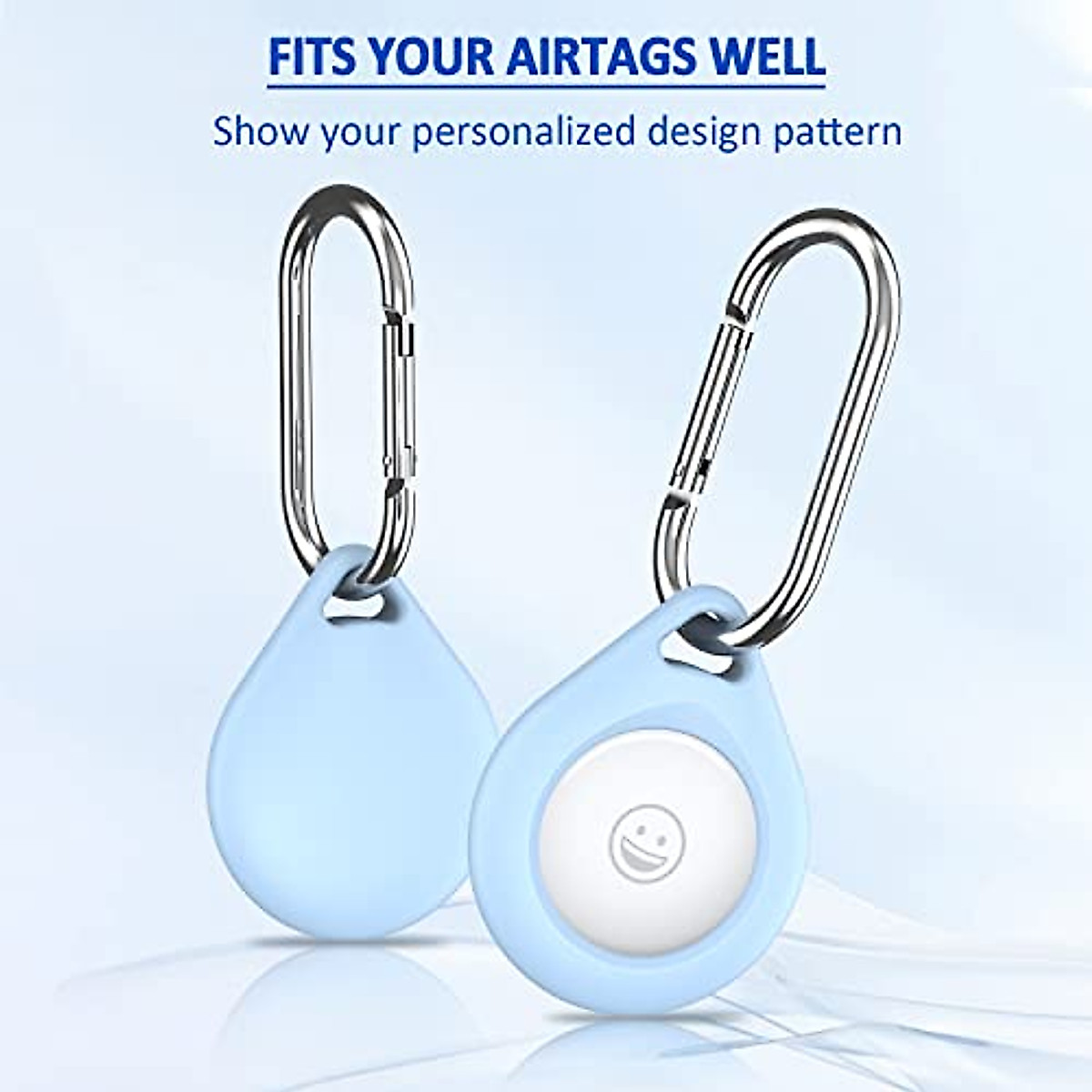 R-fun Airtag Holder,4 Packs Apple Airtags with Metal Keychain, Multi-Color Protective Silicone Airtag Case Key Ring for Luggage, Dog Collar, Keys, Anti-Scratch Protective - (Black,Blue,Sky Blue,Green)