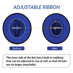 KUJUHA Wide Brim Fedora Two Tone Dress Hat, Black&blue, Large-X-Large